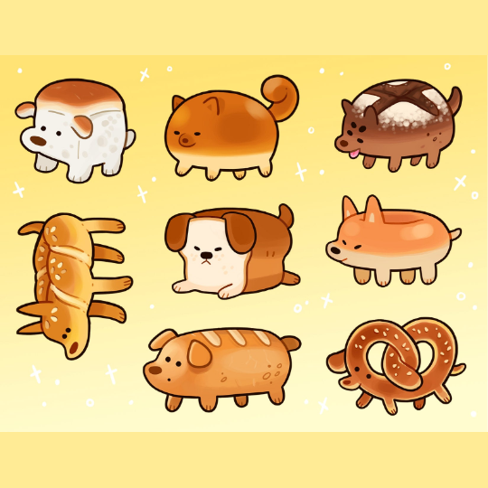 Vinyl Bread Dogs Sticker Sheet – Giraffalope