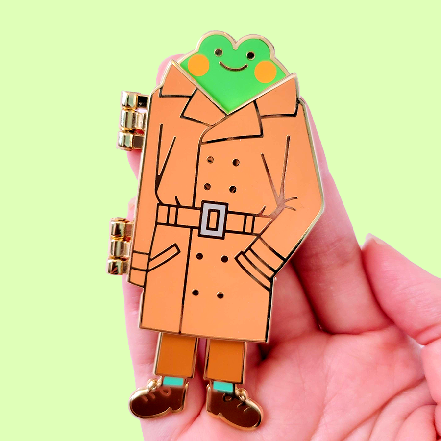 Trenchcoat Frog Enamel Pin – Giraffalope